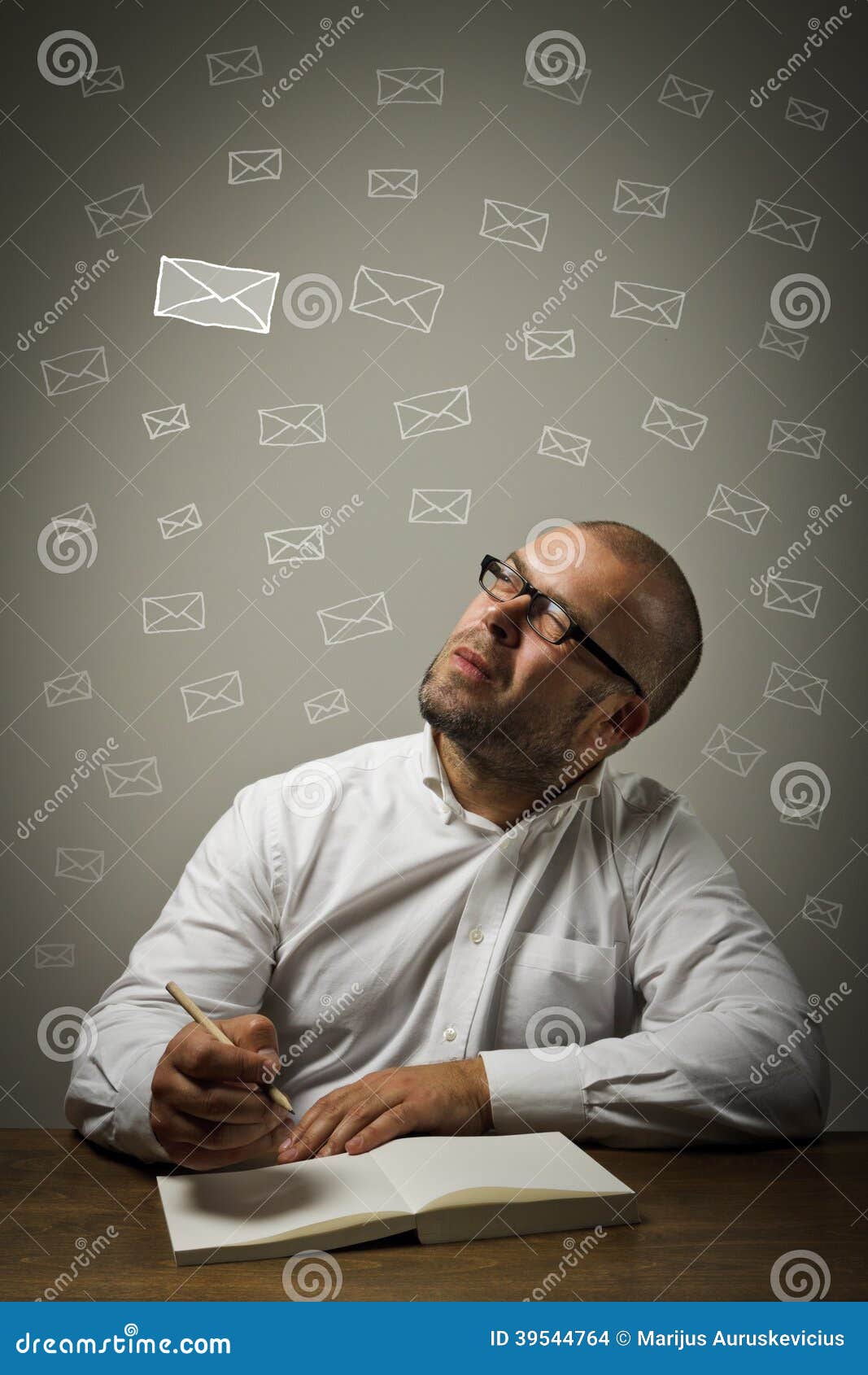 Man in white and letters. stock photo. Image of businessman - 39544764