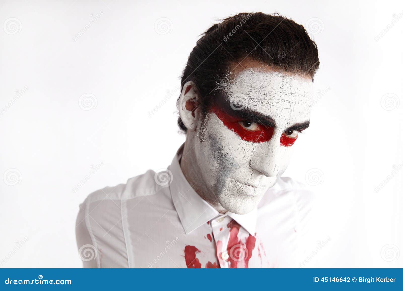 Man with White Mascara and Bloody Shirt Stock Photo - Image of death ...