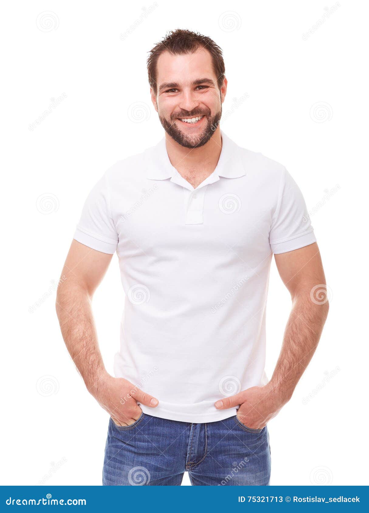 Man in a white polo shirt stock image. Image of handsome - 75321713