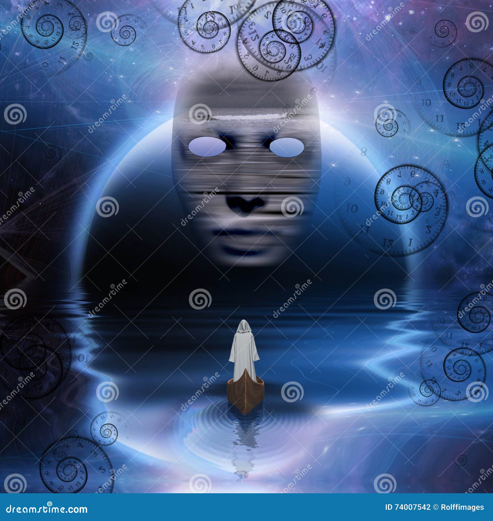 Man in White Robe in Abstract Space Stock Illustration - Illustration ...