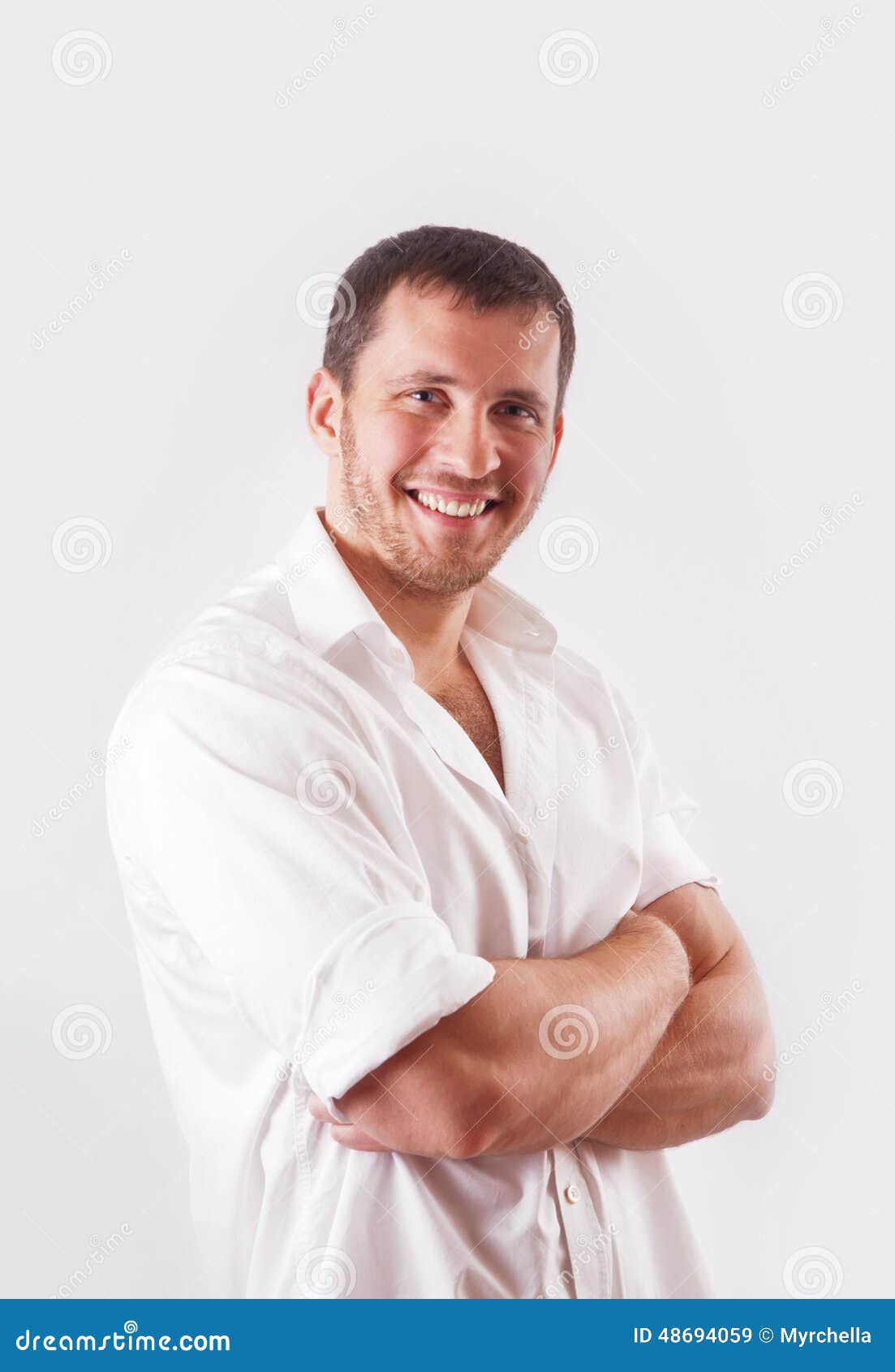Man in white shirt stock image. Image of friendly, positive - 48694059