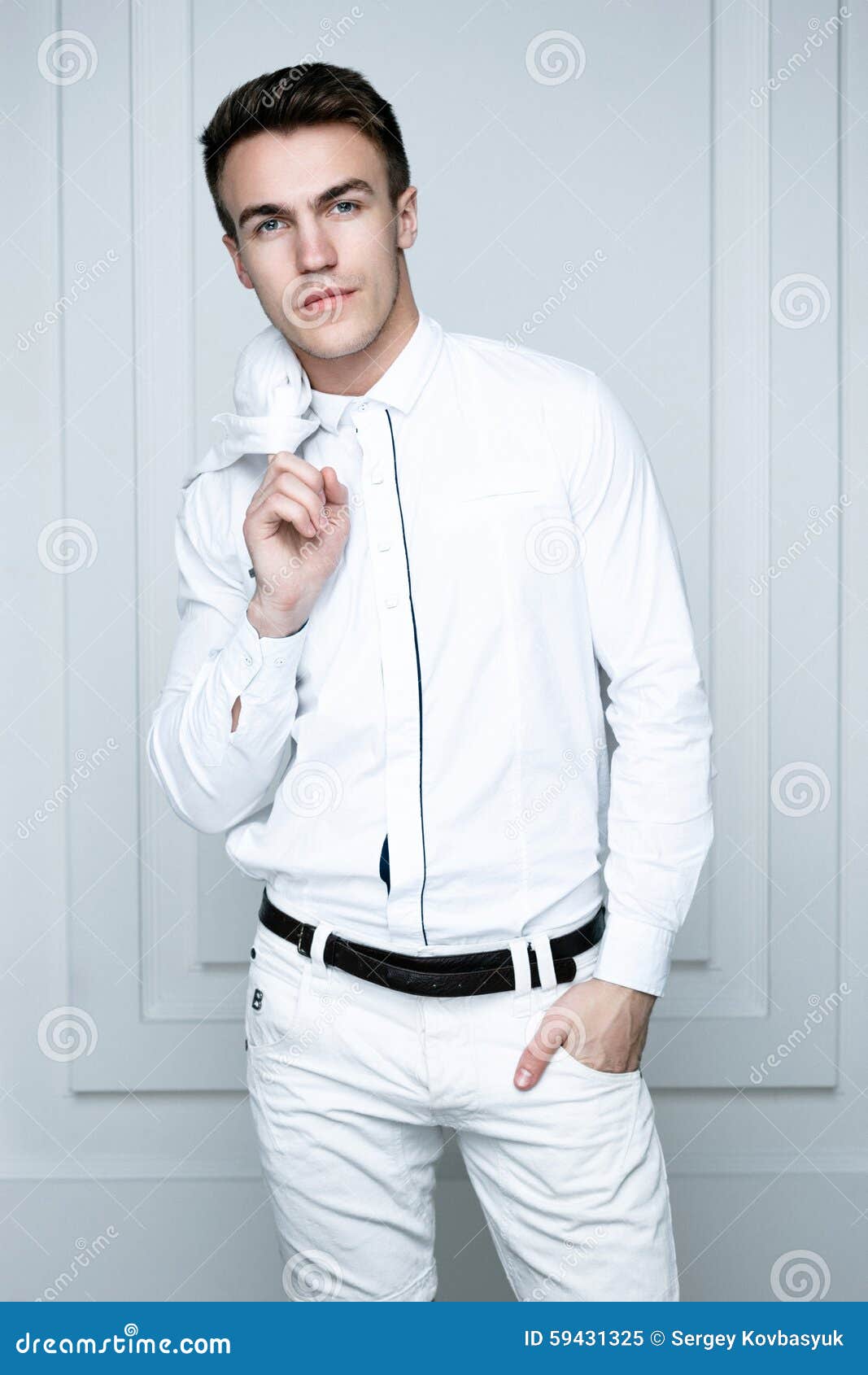 Man in a white shirt stock image. Image of partner, adult - 59431325
