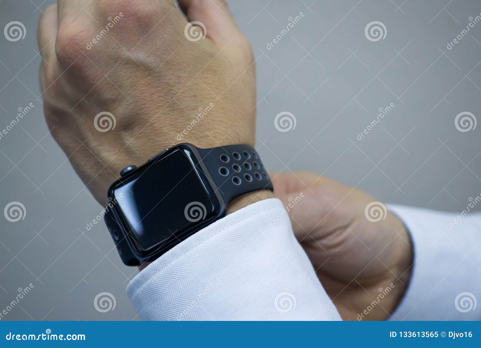 Man in White Shirt Wearing Smart Watch Stock Image - Image of email ...