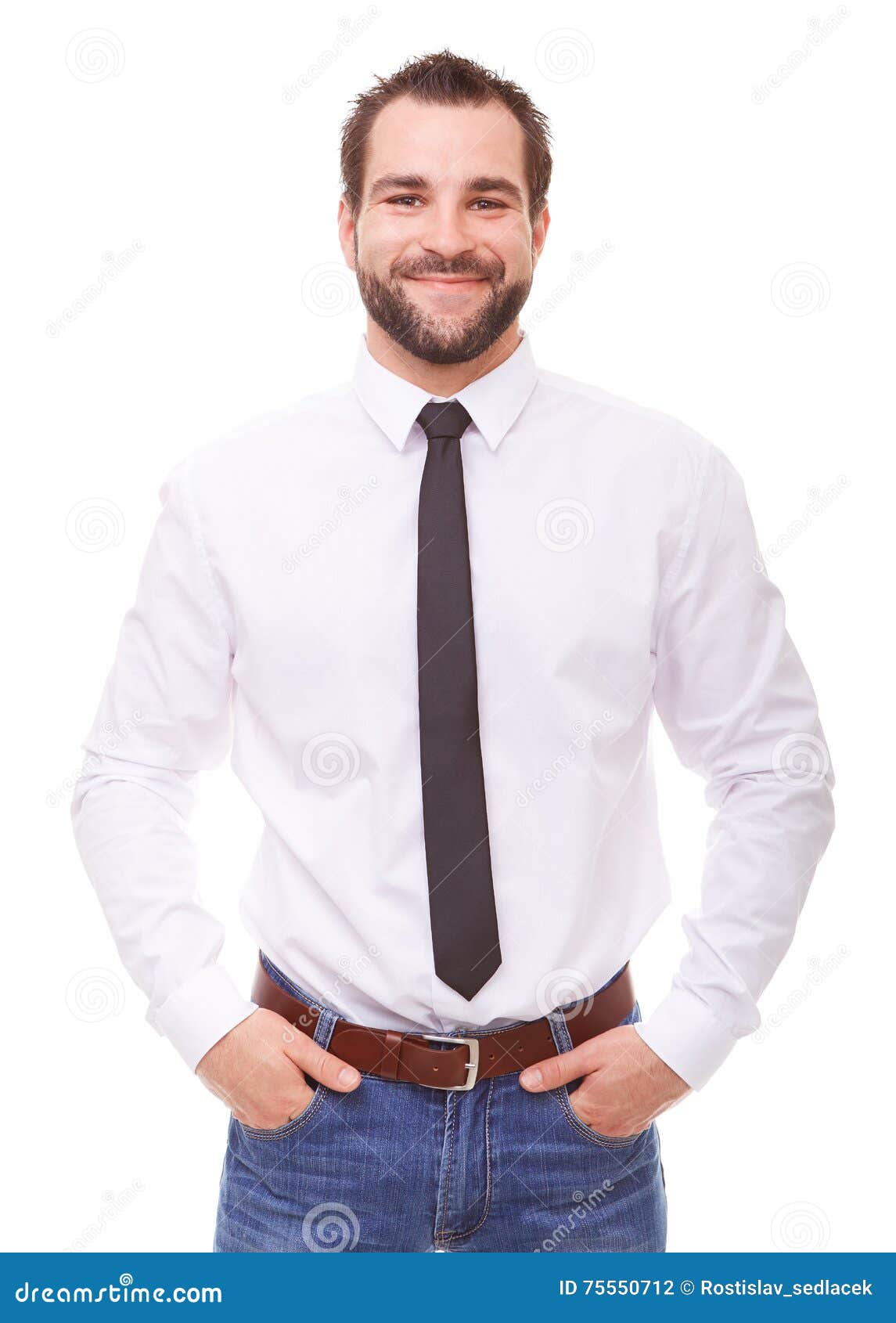 Man in a white shirt stock photo. Image of positive, handsome - 75550712
