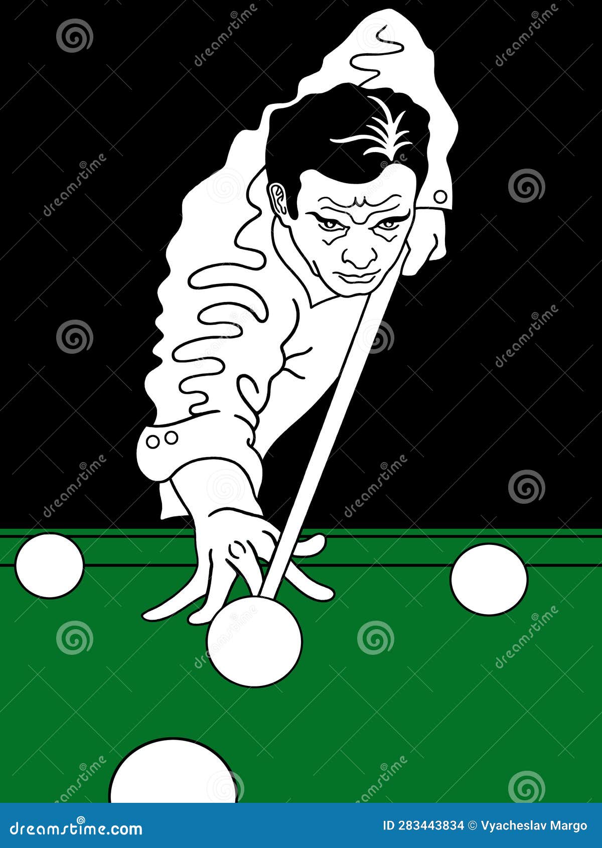 A Man in a White Suit is Playing Billiards. Stock Illustration ...