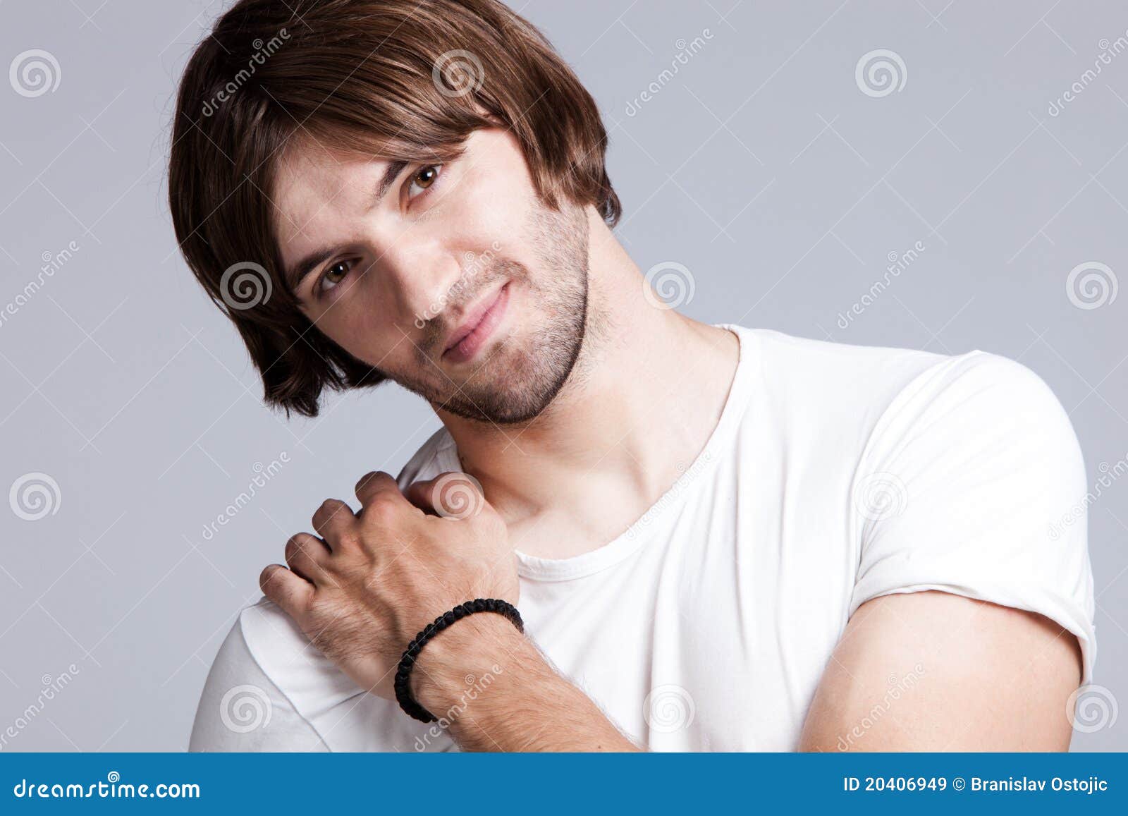 Man in white t-shirt stock image. Image of happy, casual - 20406949