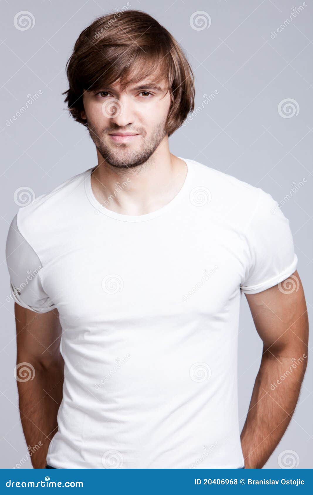 Man in white t-shirt stock photo. Image of shirt, white - 20406968
