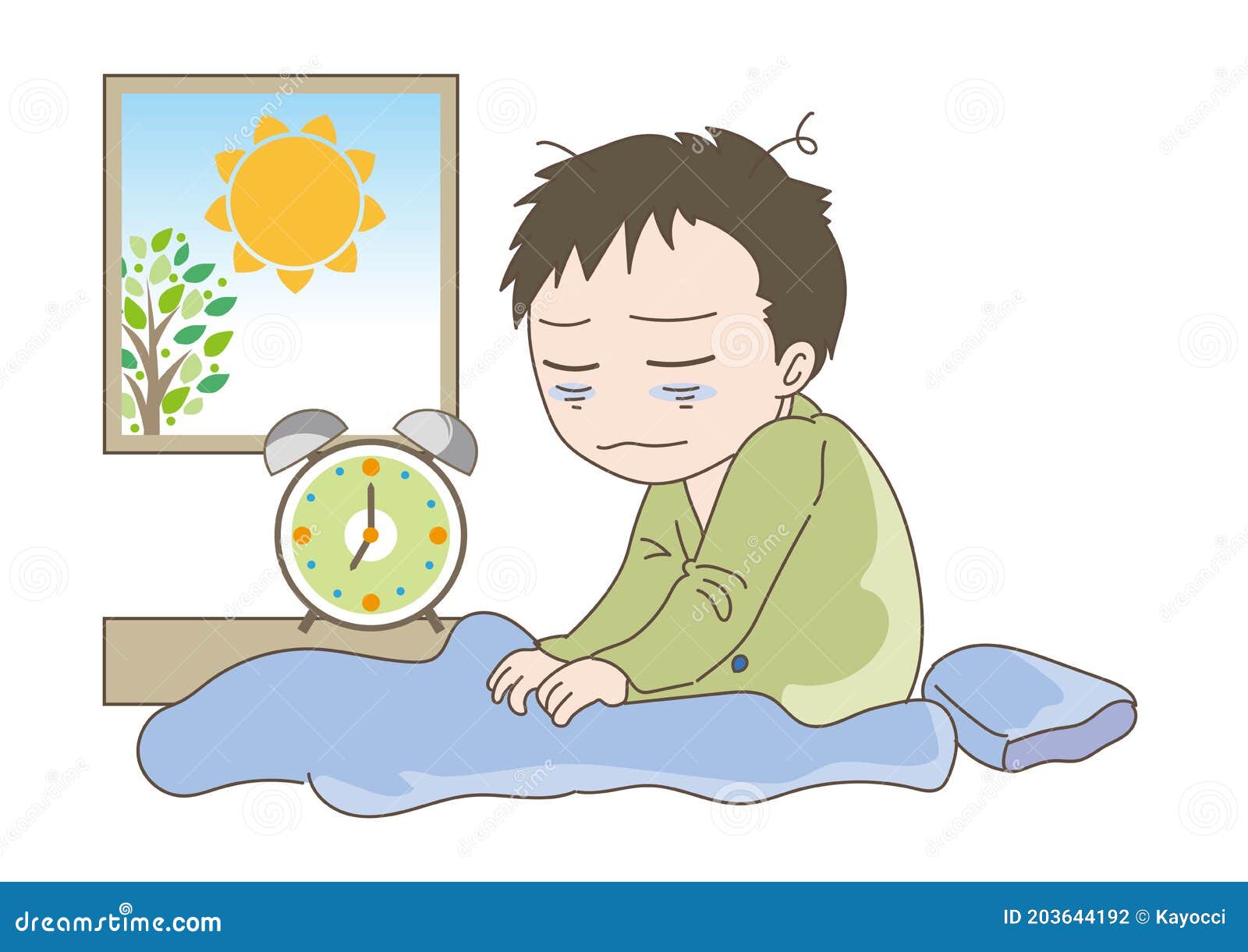 A Man Who Cannot Get Up Due To Lack of Sleep Stock Vector ...
