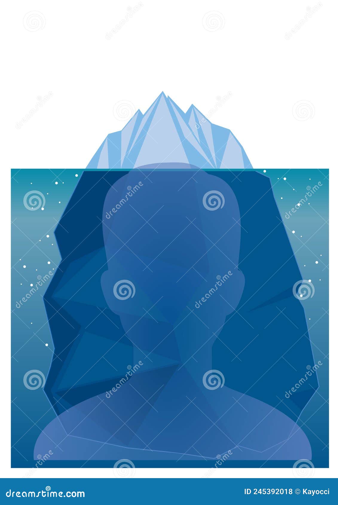 A Man Who Imagines the Tip of the Iceberg and Deep Psychology Stock ...