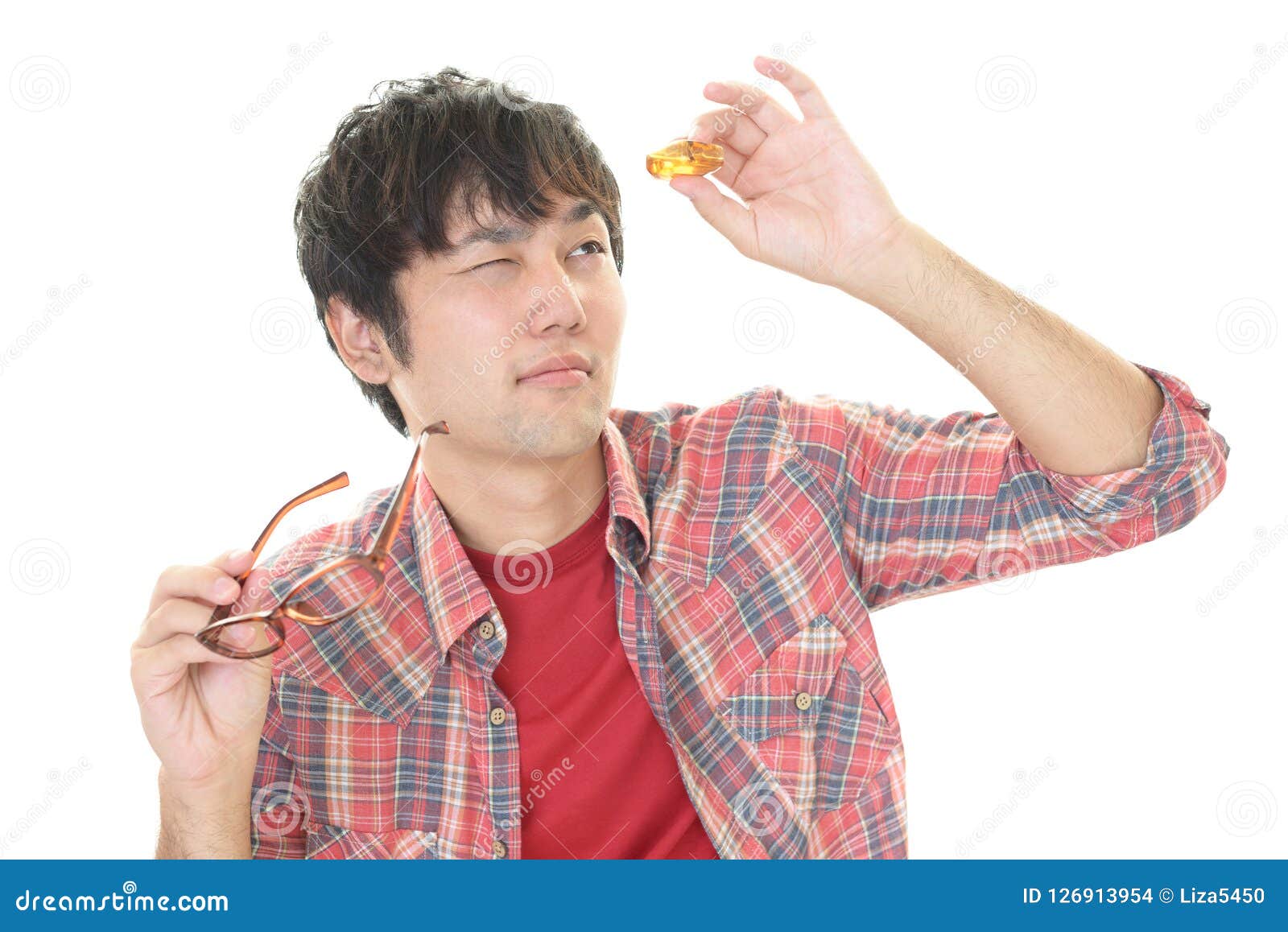 The man with eyestrain stock photo. Image of beauty - 126913954