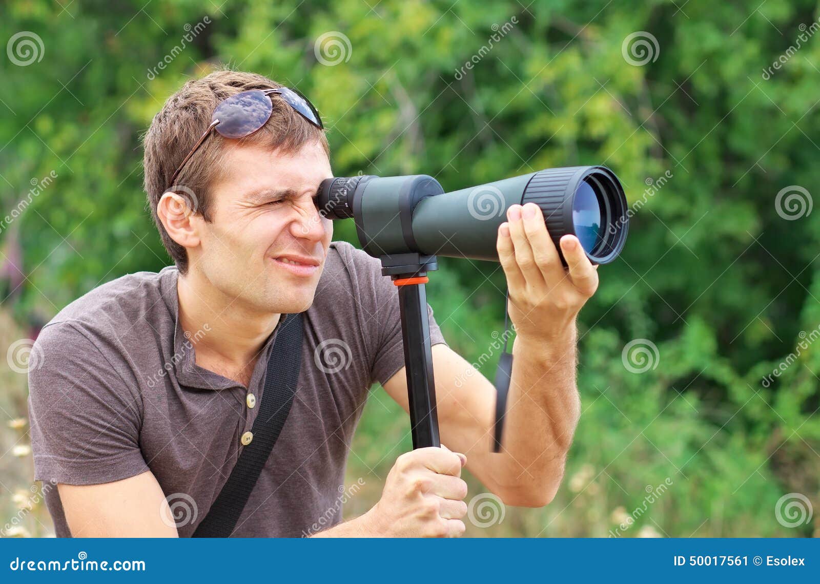 Man Who is Watching in Spotting Scope. Stock Image - Image of watching ...