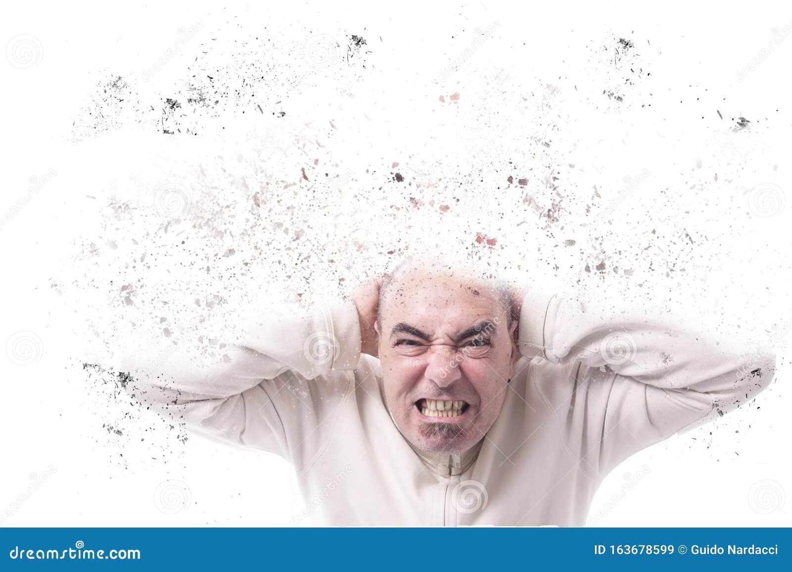Man whose head explodes stock image. Image of depressed - 163678599