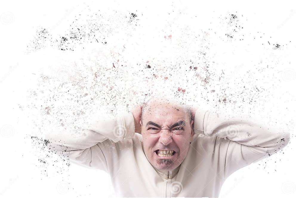 Man whose head explodes stock image. Image of depressed - 163678599