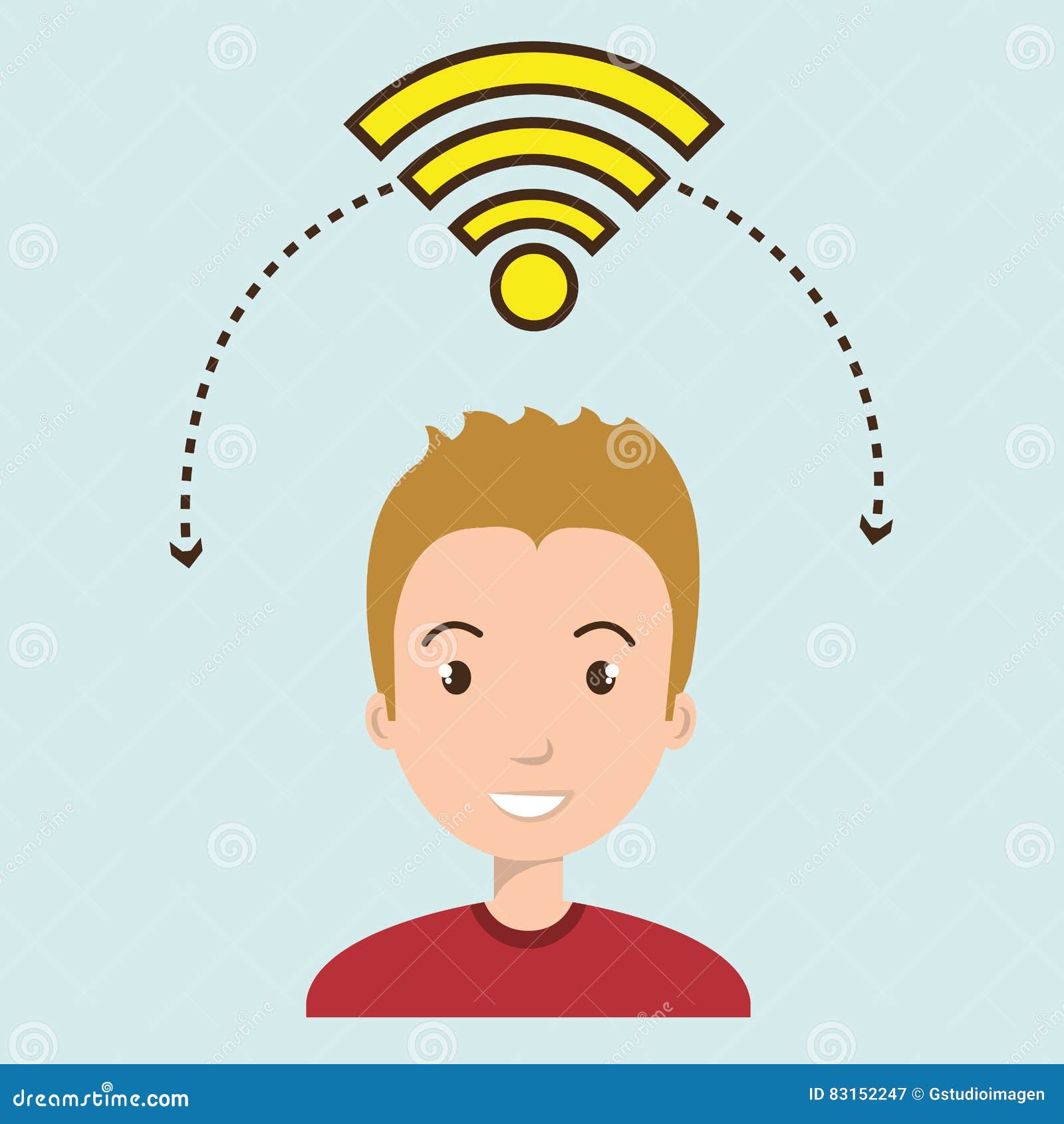 Man Wifi Web Internet Connected Stock Illustration - Illustration of ...