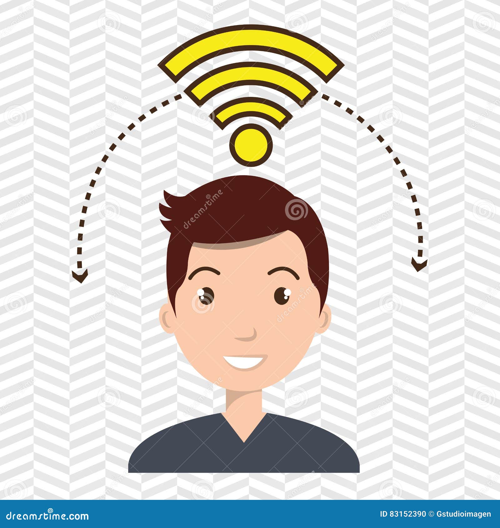 Man Wifi Web Internet Connected Stock Illustration - Illustration of ...