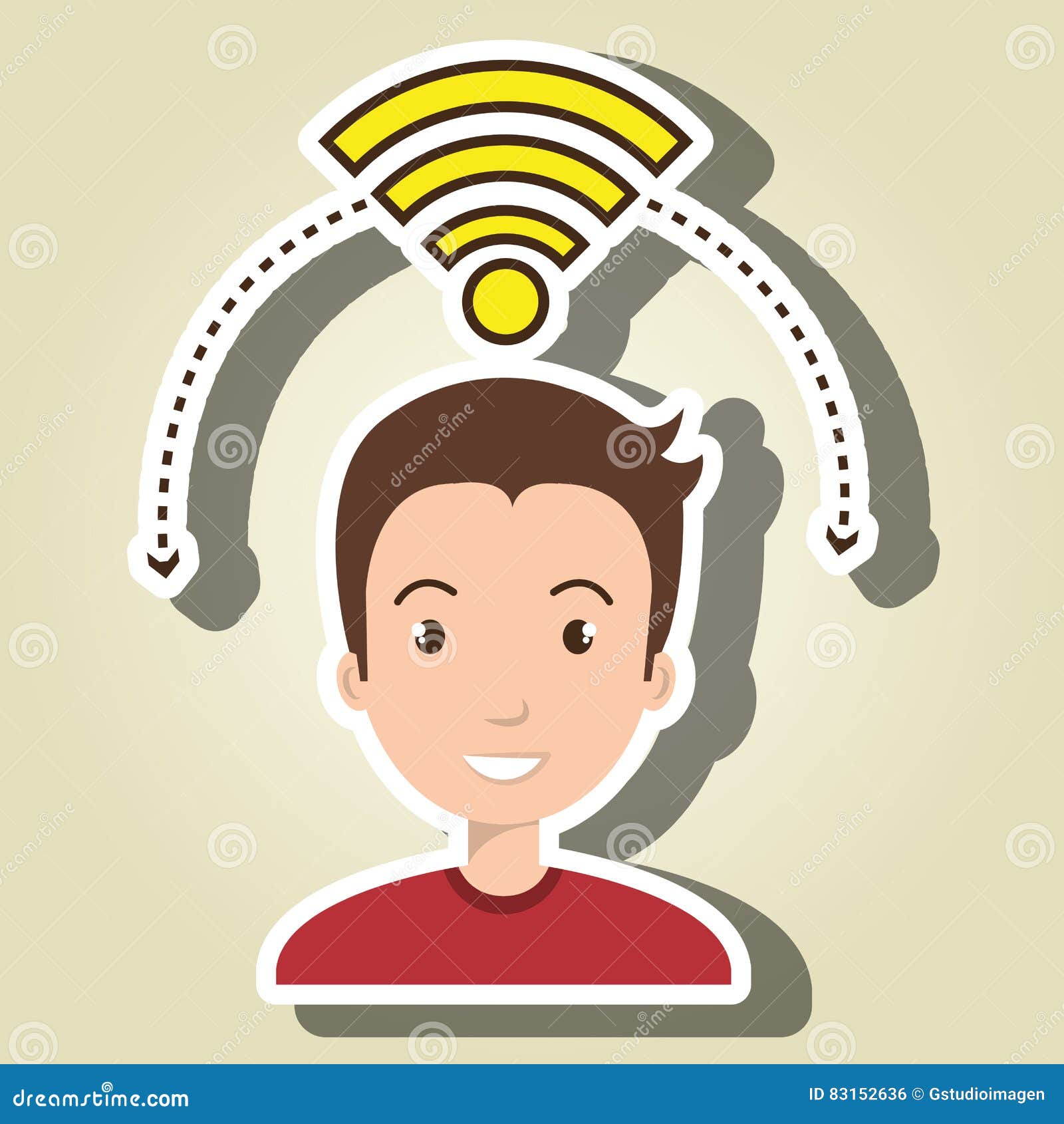 Man Wifi Web Internet Connected Stock Illustration - Illustration of ...