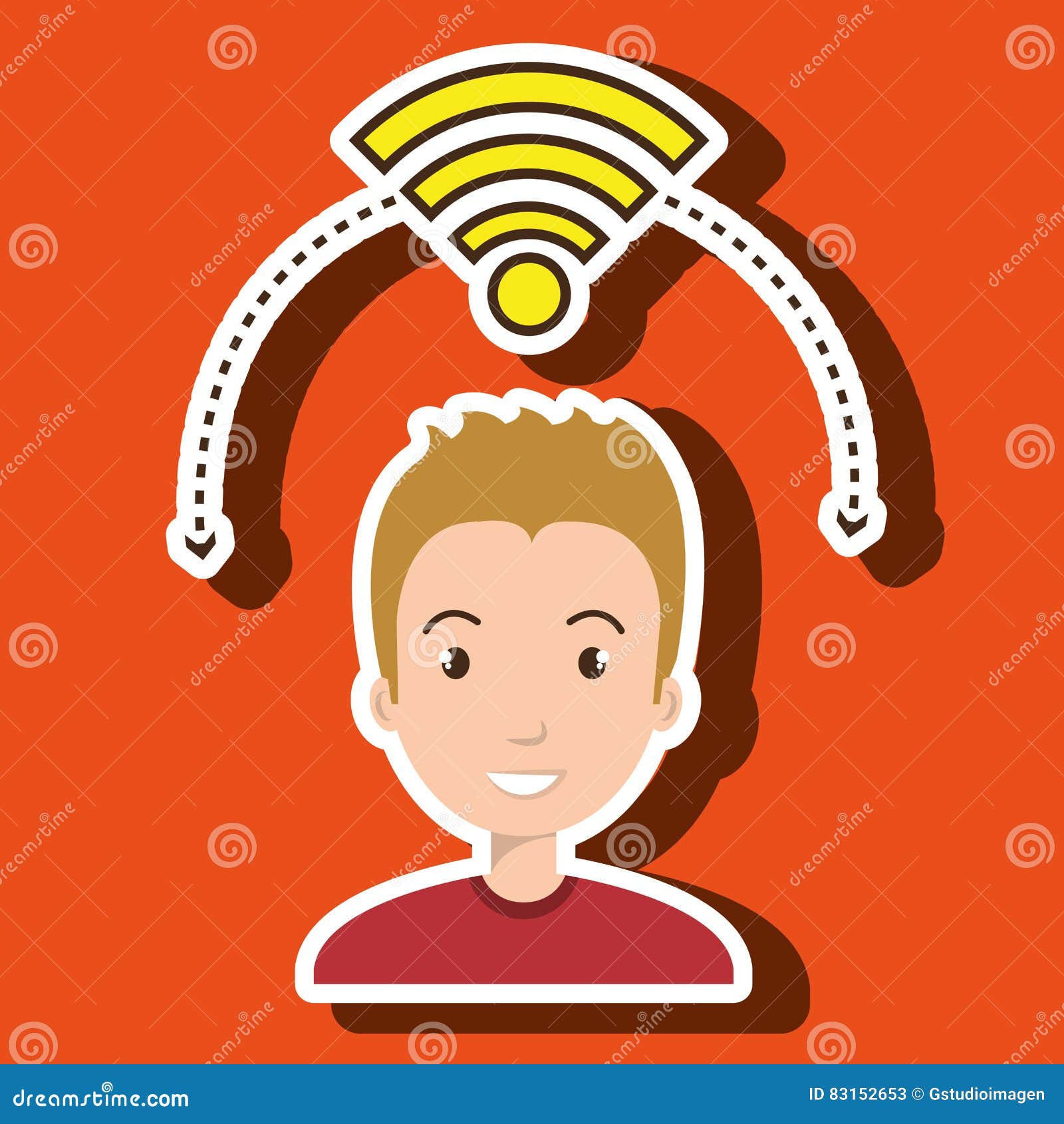 Man Wifi Web Internet Connected Stock Illustration - Illustration of ...