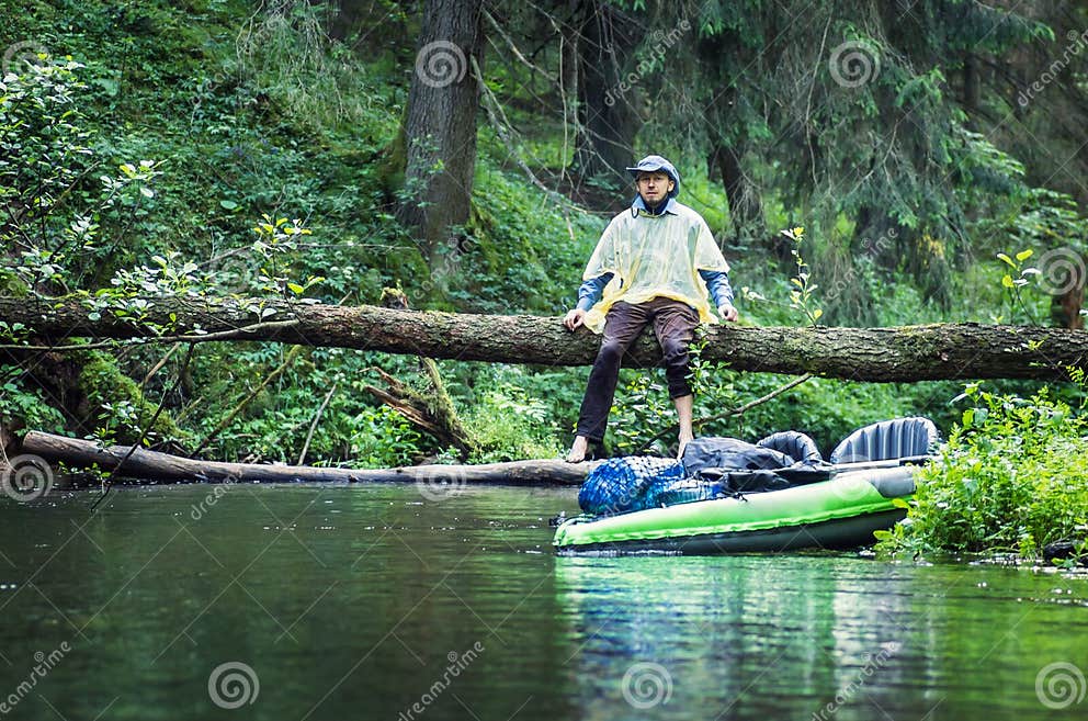Man in wild nature stock photo. Image of canoeist, environment - 49138694