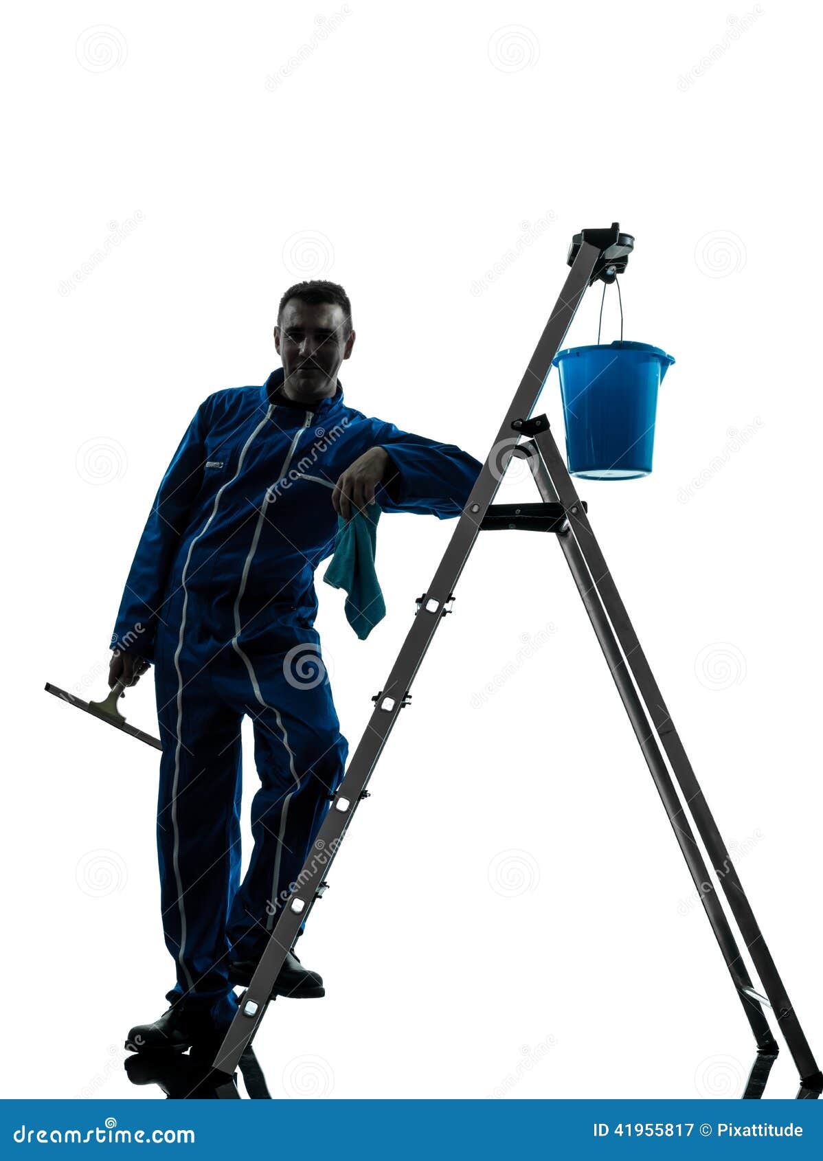Man Window Cleaner Worker Silhouette Stock Image - Image of maintenance ...