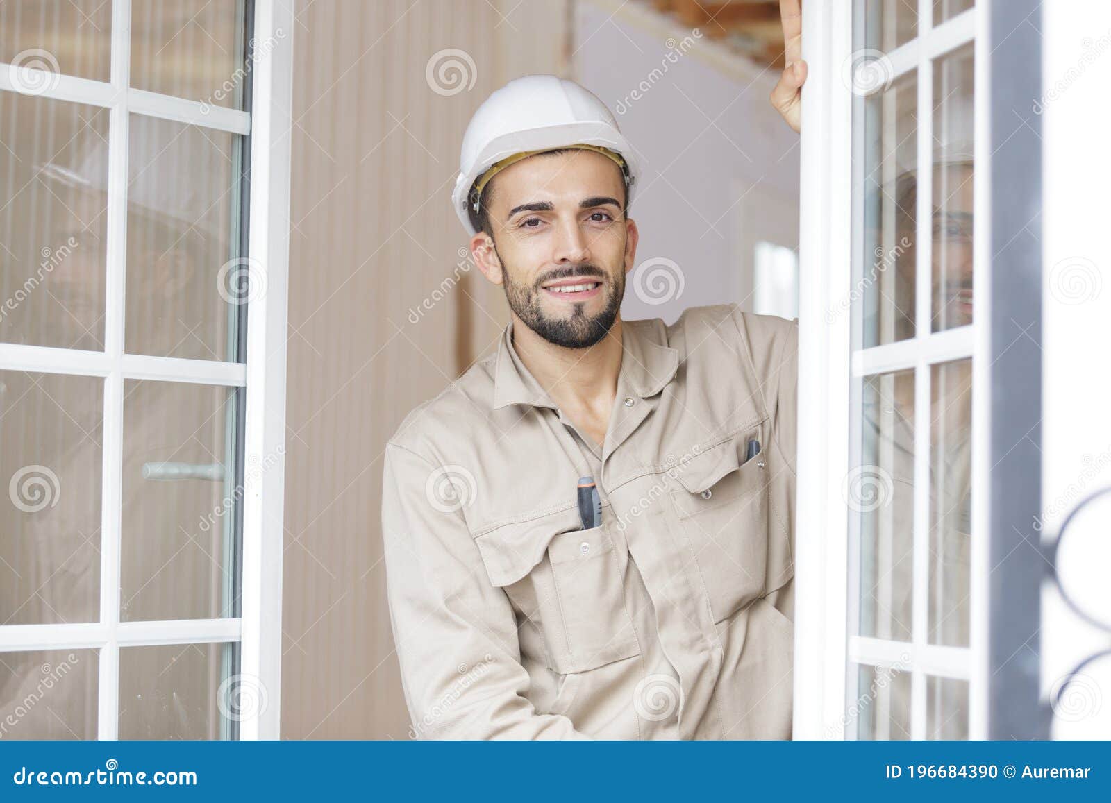 Man during Window Installation Process Stock Photo - Image of house ...