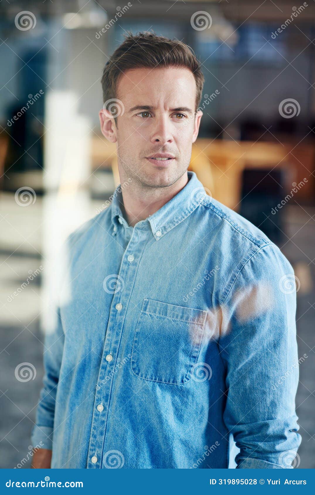 Man, Window or Serious Designer Thinking of Inspiration, Ideas and ...