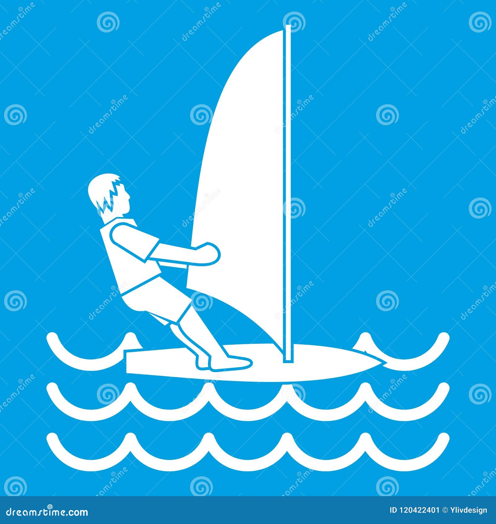 Man on windsurf icon white stock vector. Illustration of extreme ...