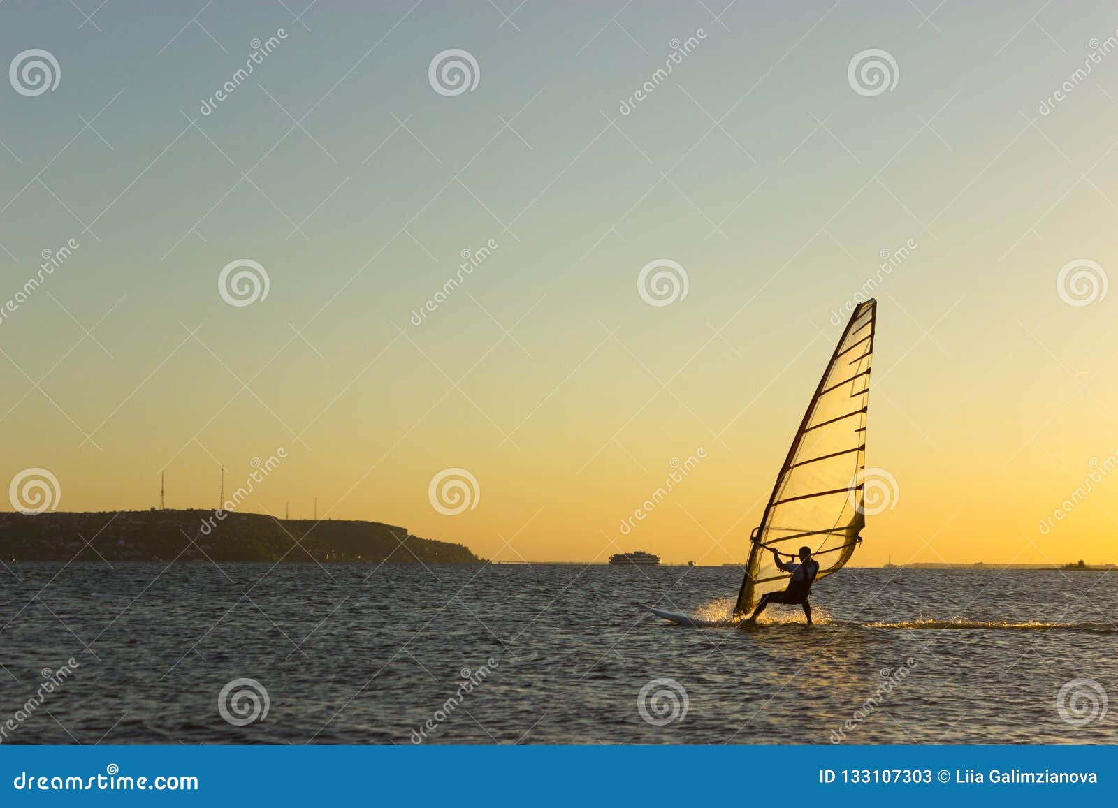 Man on windsurf stock image. Image of contrast, sailboard - 133107303
