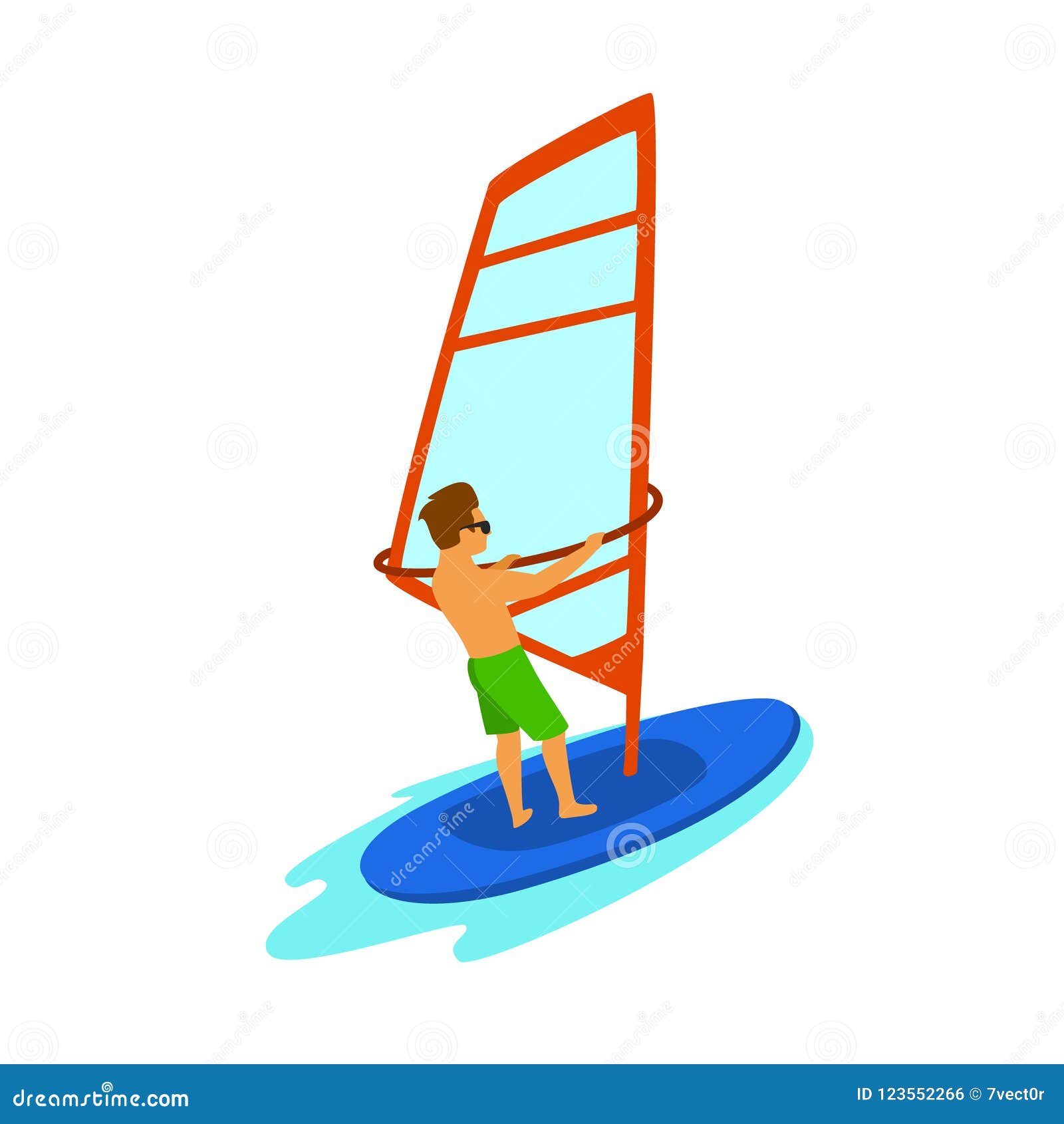 Man Windsurfing Isolated Vector Stock Vector - Illustration of ...