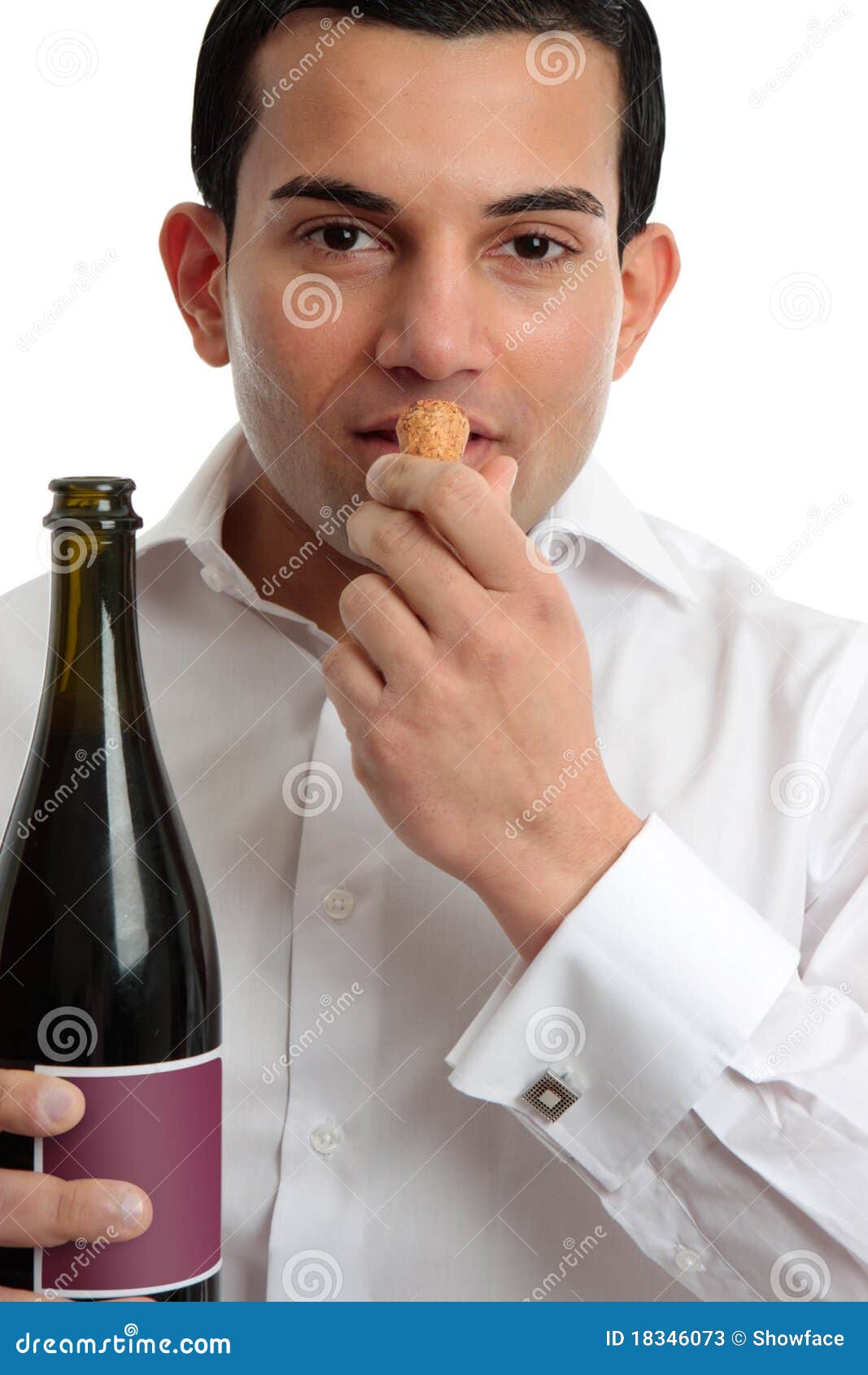Man or Wine Steward Sniffing Wine Cork Stock Image - Image of ethnic ...