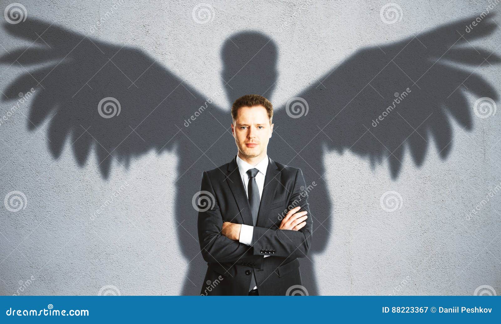 Man with winged shadow stock image. Image of concept - 88223367