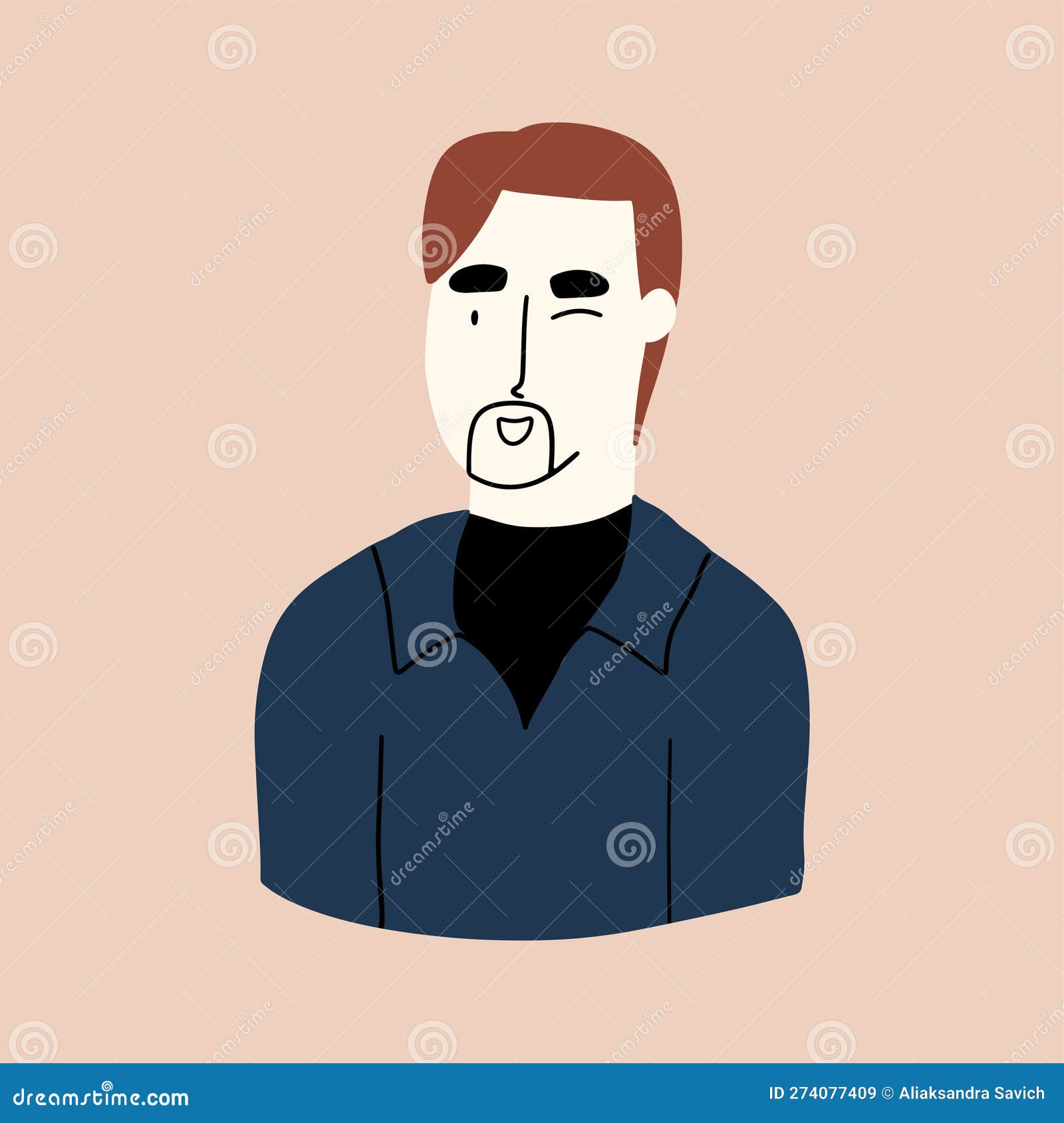 Man Winks, Portrait. Vector Illustration in Flat Style Stock Vector ...