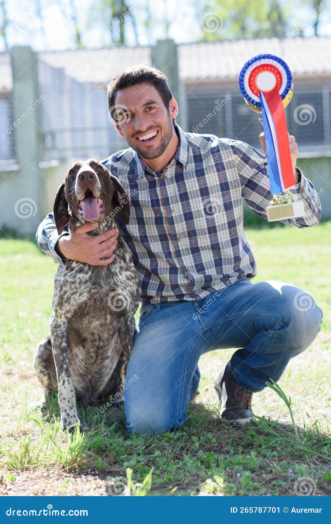 Man with winner dog stock image. Image of price, show - 265787701