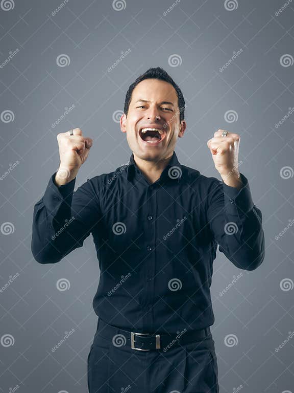 Man winner pose stock photo. Image of businessman, happiness - 31366632