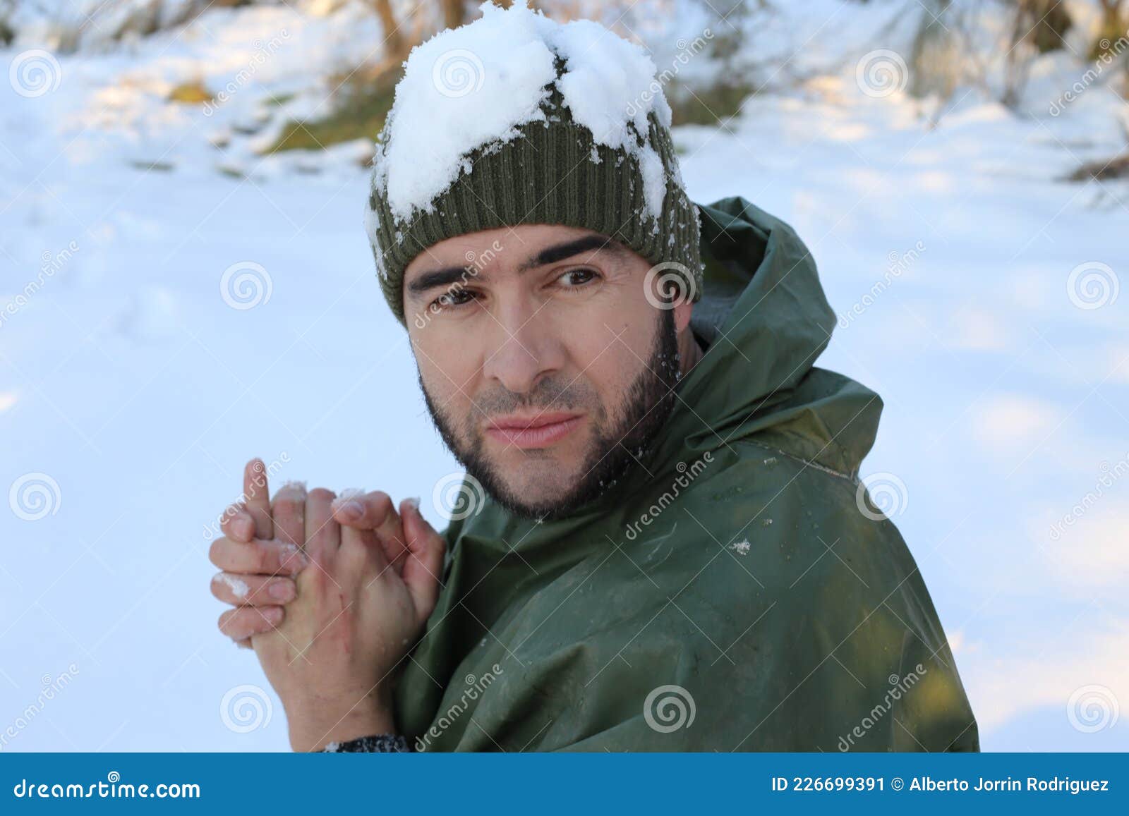 Man in a winter blizzard stock image. Image of canadian - 226699391