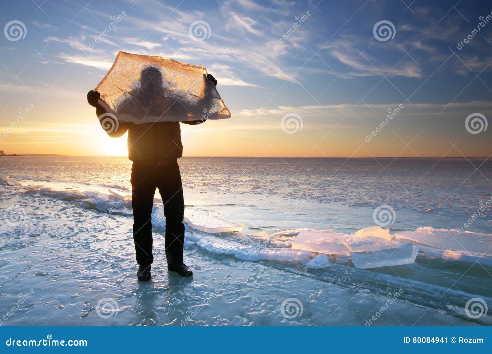 Man and winter ice stock image. Image of outdoor, hand - 80084941