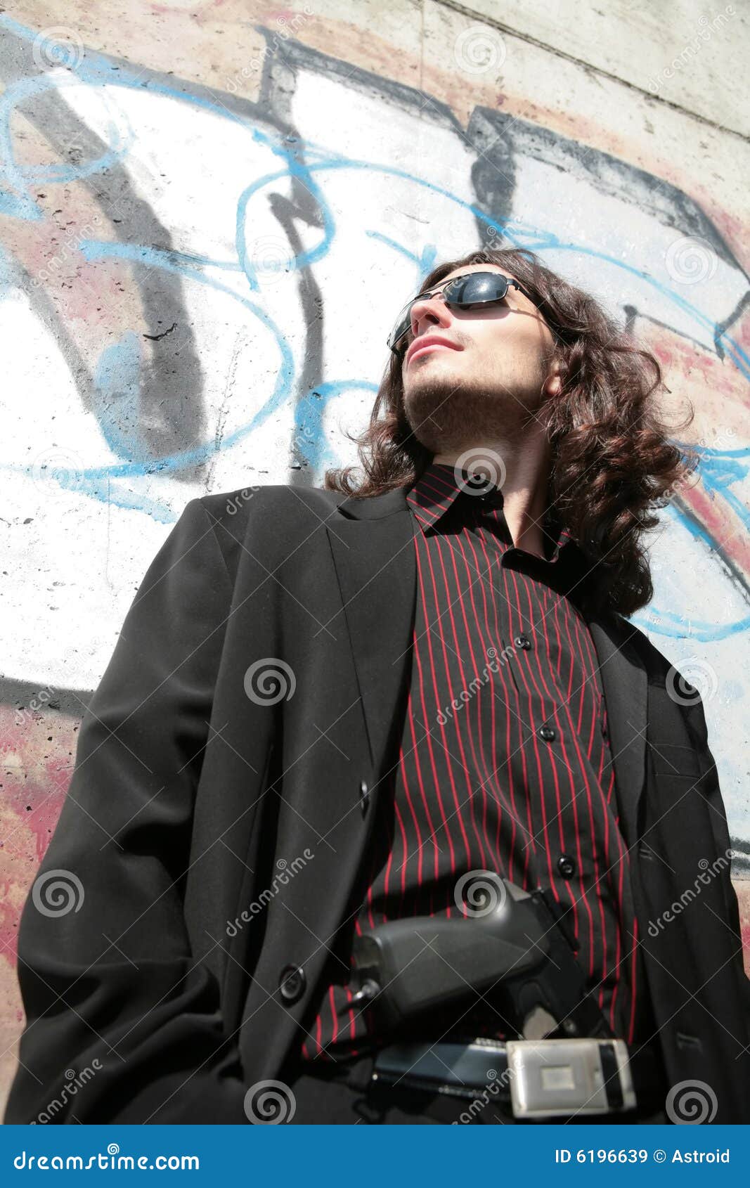 Man Witn Gun in Gangster Style Stock Image - Image of style, black: 6196639