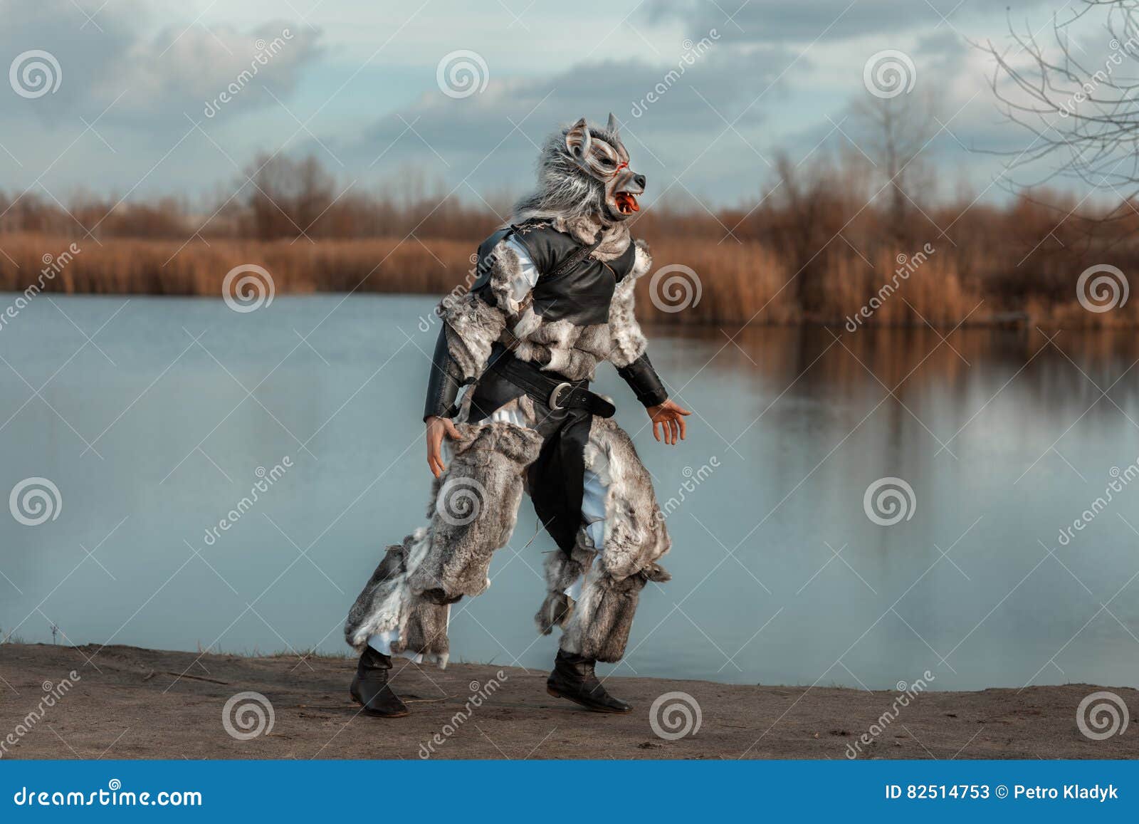 Man wolf werewolf runs. stock image. Image of aggressive - 82514753