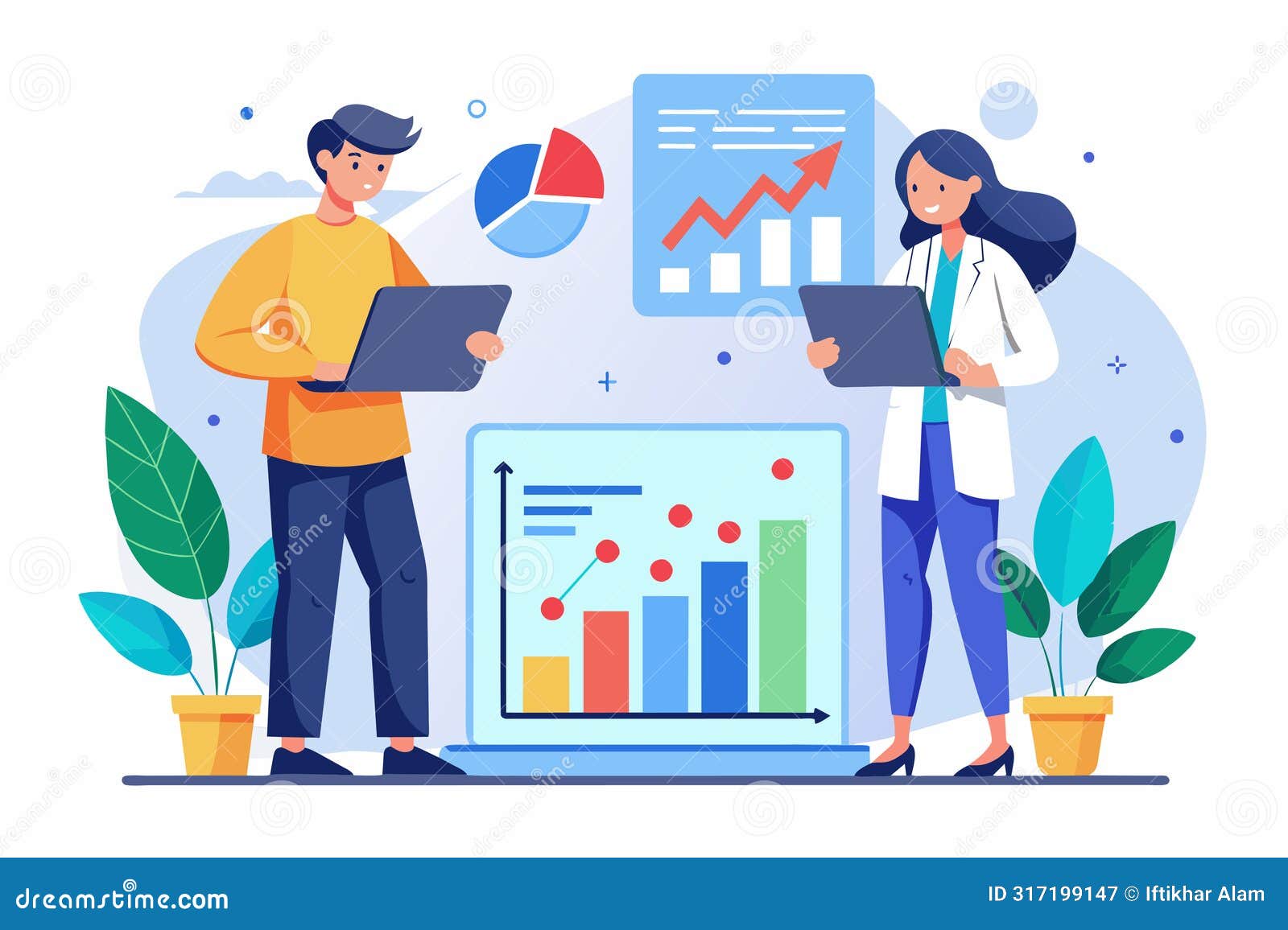 A Man and Woman are Analyzing Simple and Min Growth Data Shown on a ...