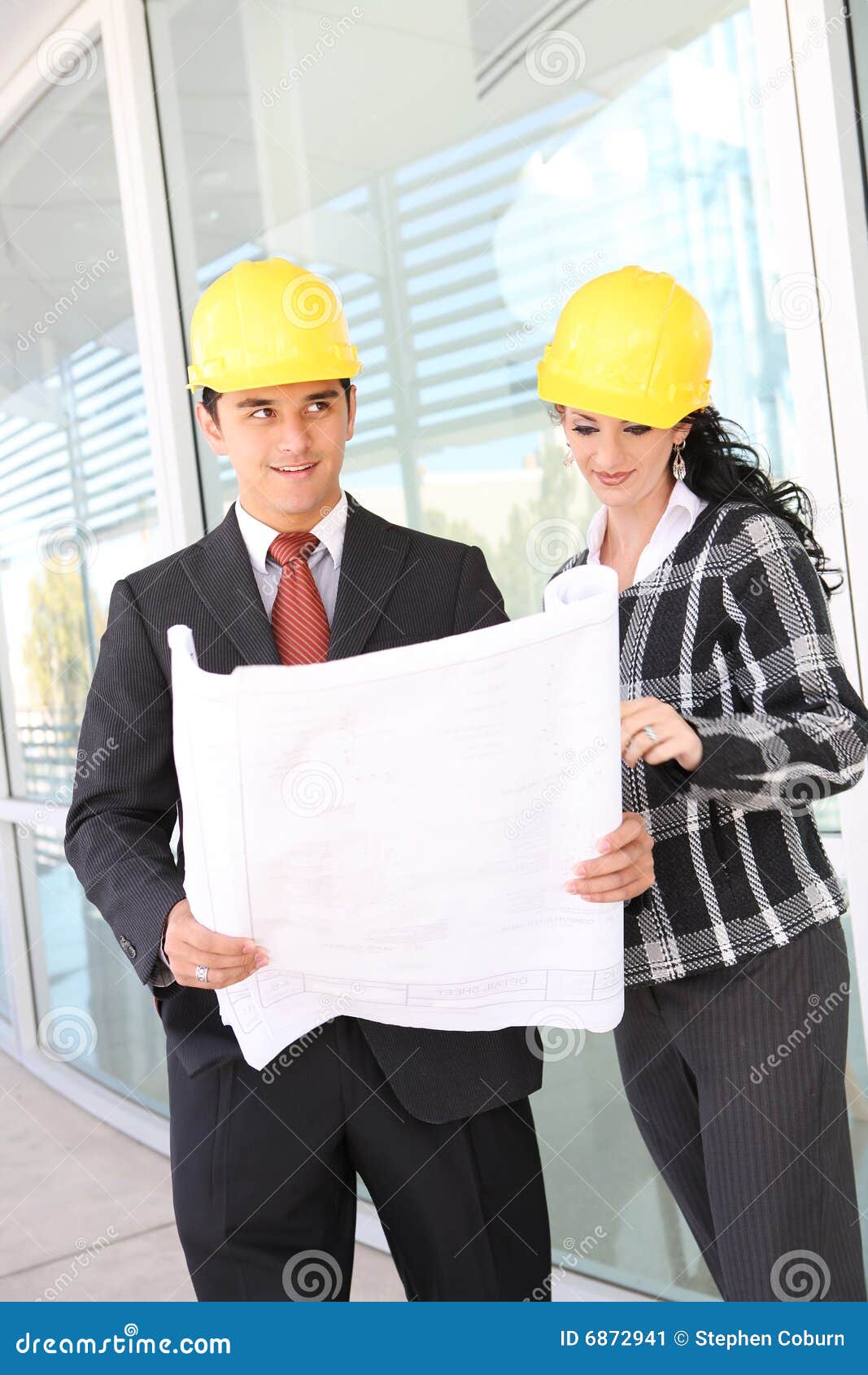 Man and Woman Architects on Construction Site Stock Image - Image of ...