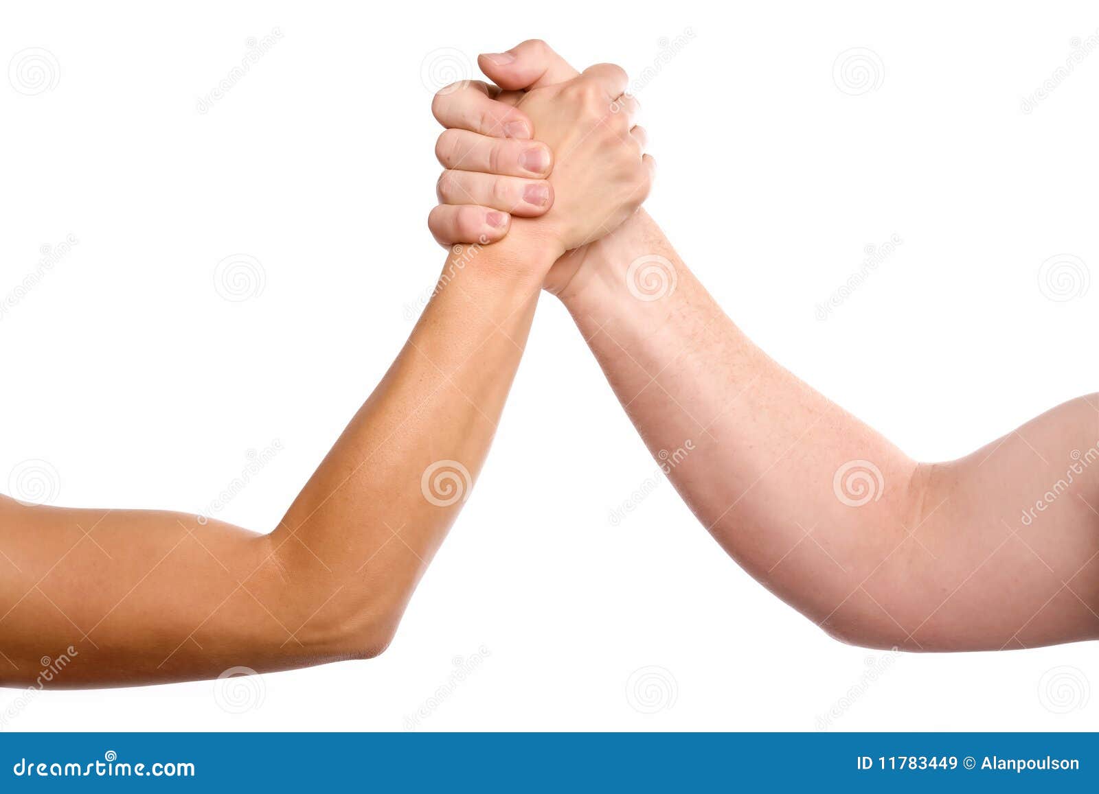 Arm Wrestling Between Man And Woman On White Background Royalty Free