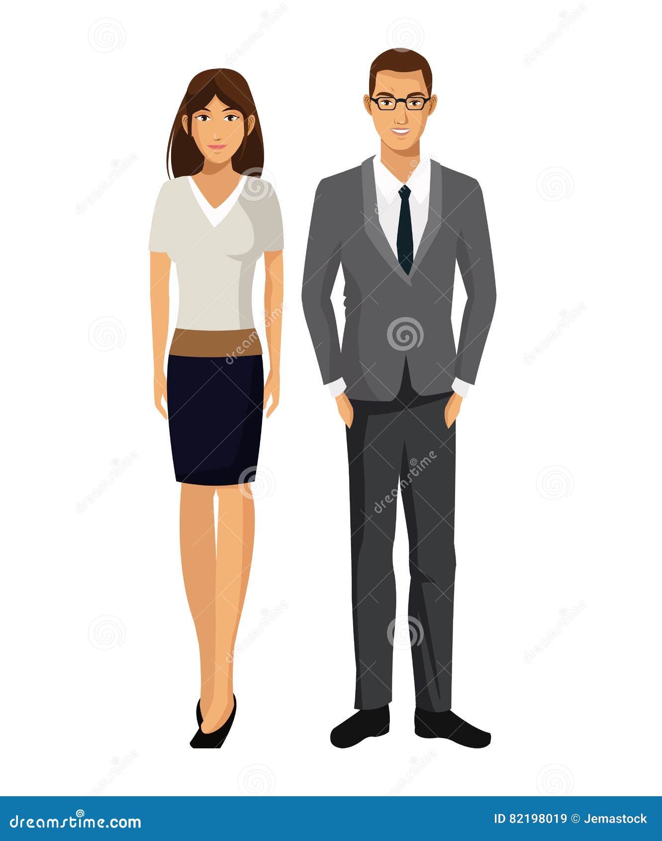 Man and Woman Business Team Work Support Stock Vector - Illustration of ...