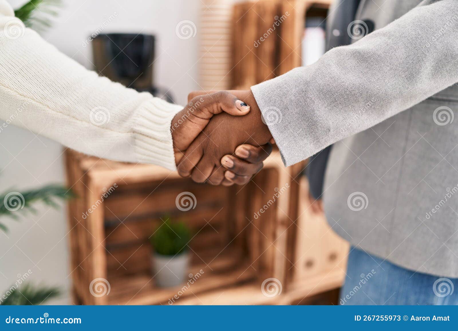 Man and Woman Business Workers Shake Hands at Office Stock Image ...