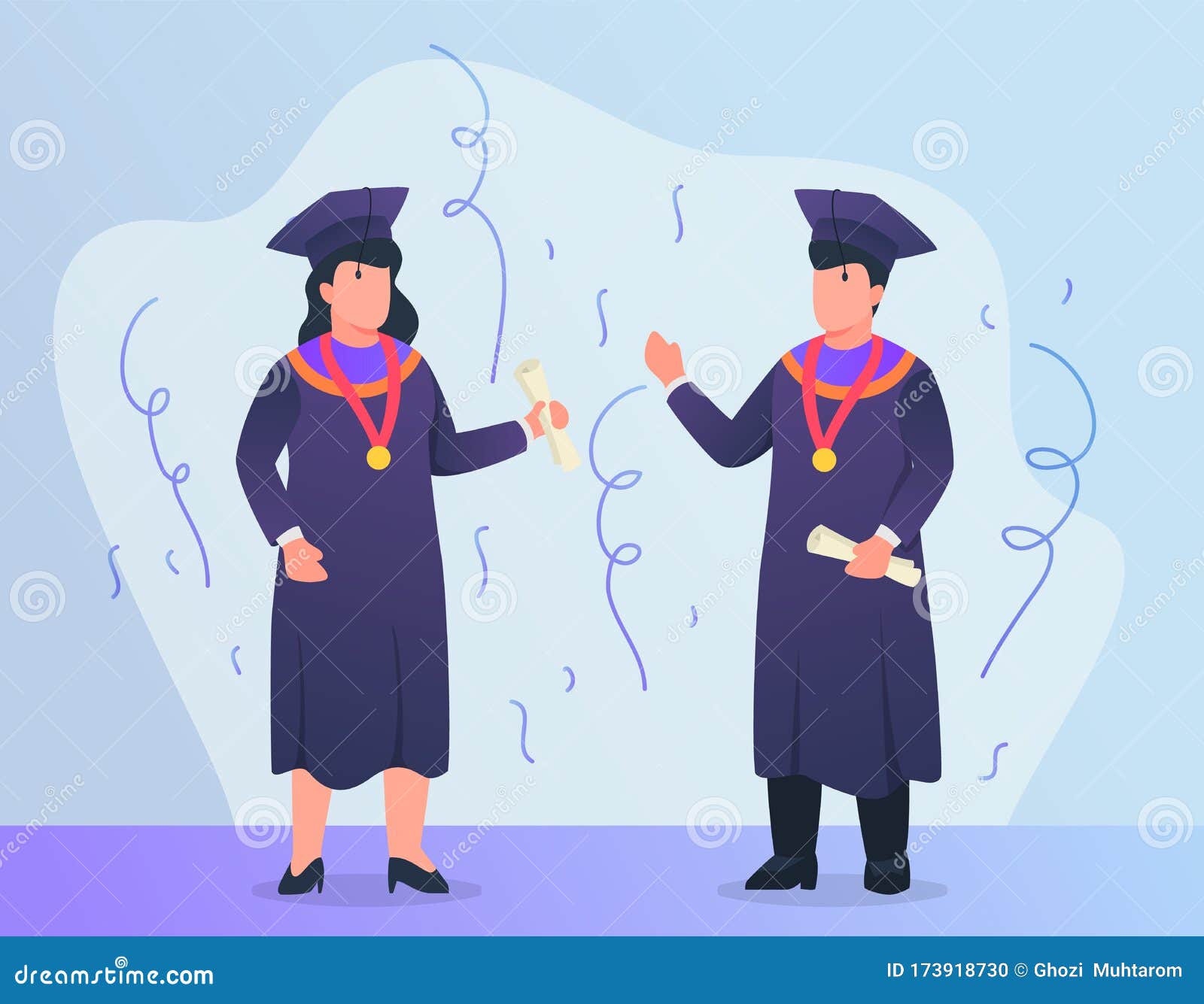 Man and Woman Celebrate Graduation Procession Using Hat and Suit Stock ...