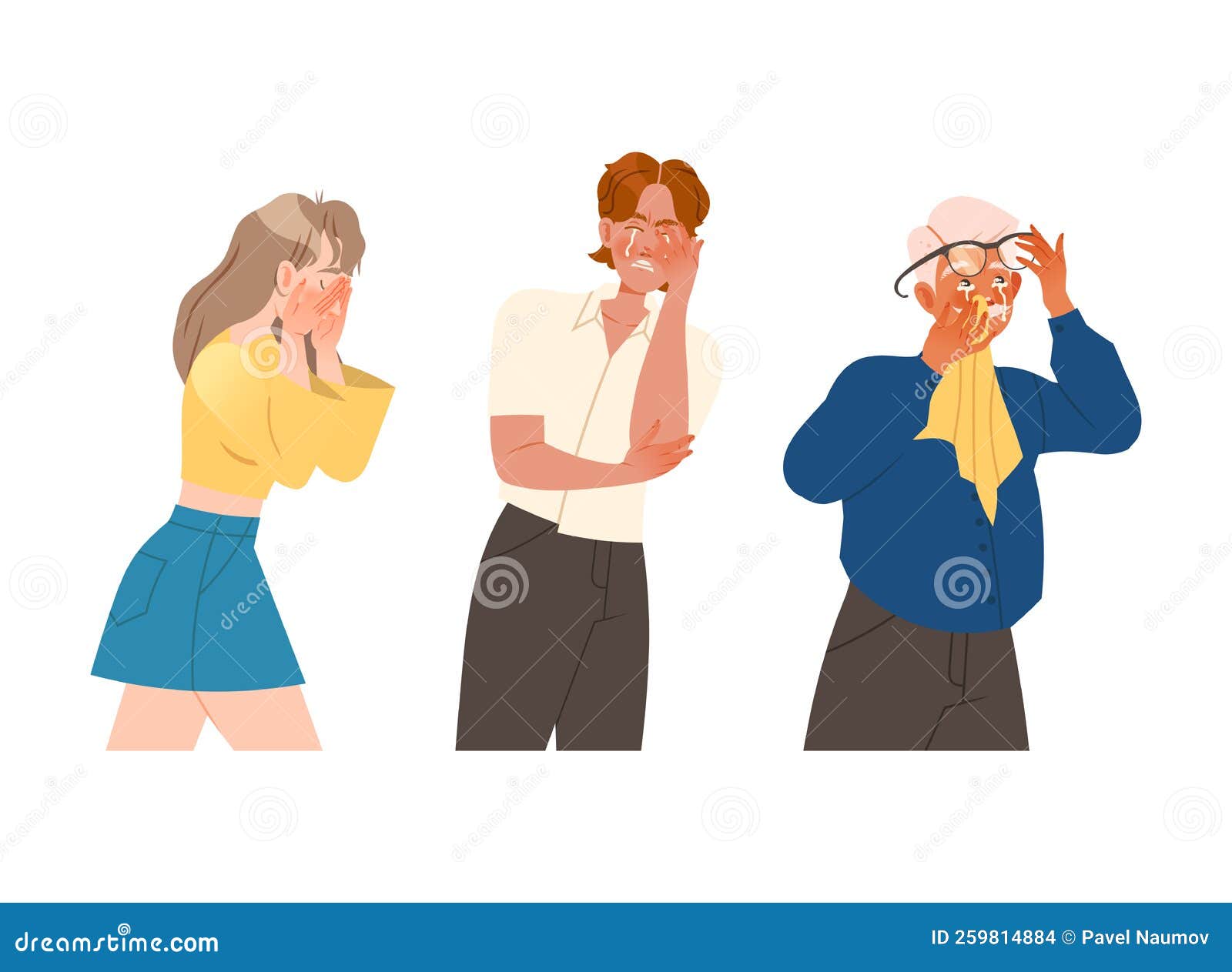 Man And Woman Character Crying, Weeping And Sobbing From Sorrow And ... Man And Woman Character Crying, Weeping And Sobbing From Sorrow And ...