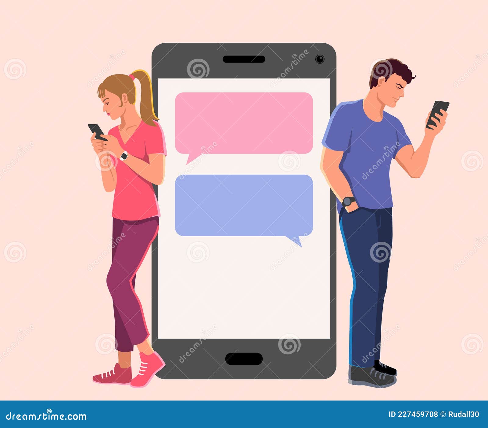 Woman Chatting. Online Love Date. Vector Simple Romantic Conversation ...