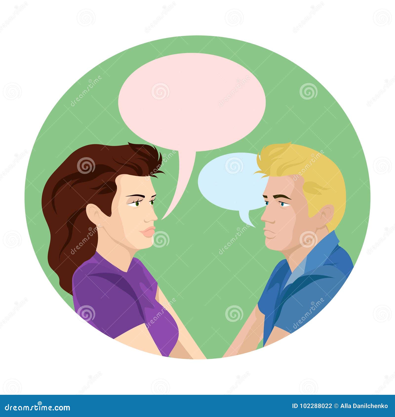 Man and Woman Chatting. Vector Illustration in Flat Design with Speech ... Man and Woman Chatting. Vector Illustration in Flat Design with Speech ...