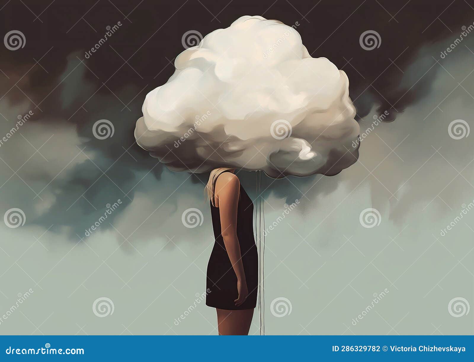 Man Woman Cloud Black Poster Concept Dream Flows Imagination Creative ...