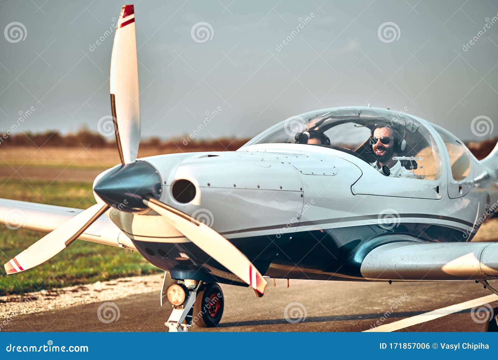 Man and Woman in the Cockpit of a Light Aircraft Stock Photo - Image of ...