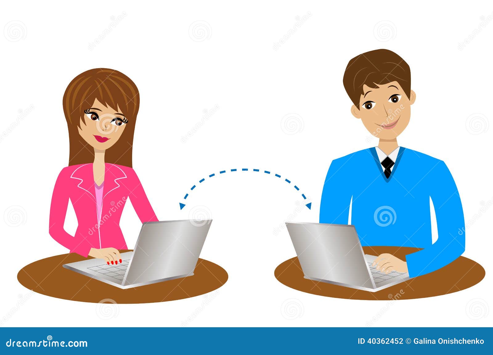 Man and Woman Communicate Over the Internet Stock Vector - Illustration ...