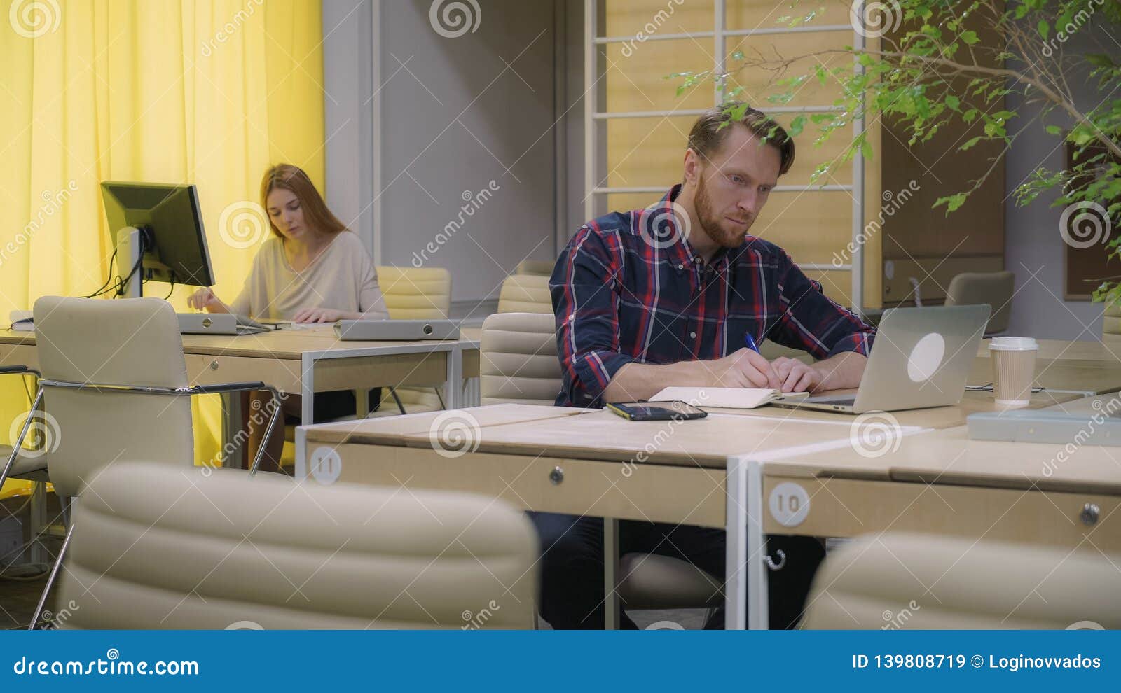 Man and a Woman at the Computer Stock Image - Image of internet, tablet ...